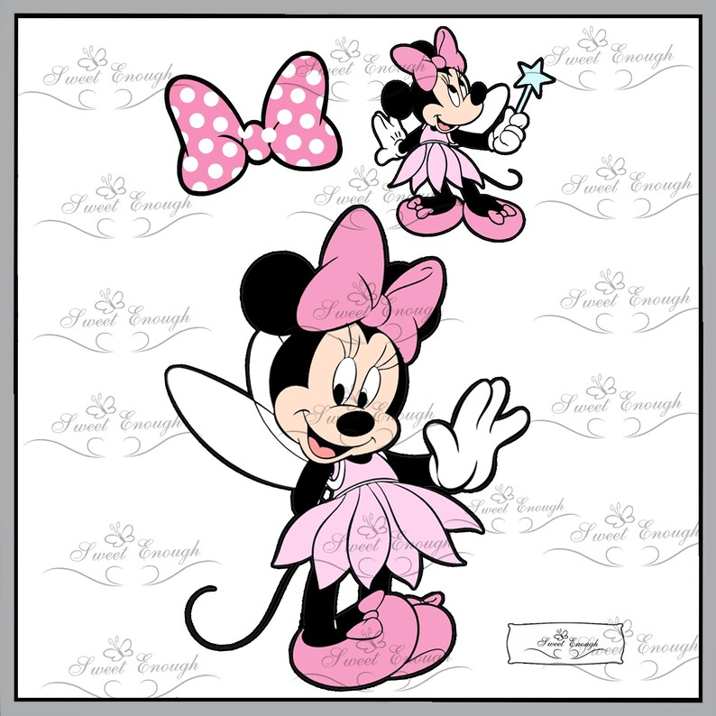 6 X Pcs MINNIE MOUSE Edible CARD Wafer Paper Cake Topper Birthday Party ...