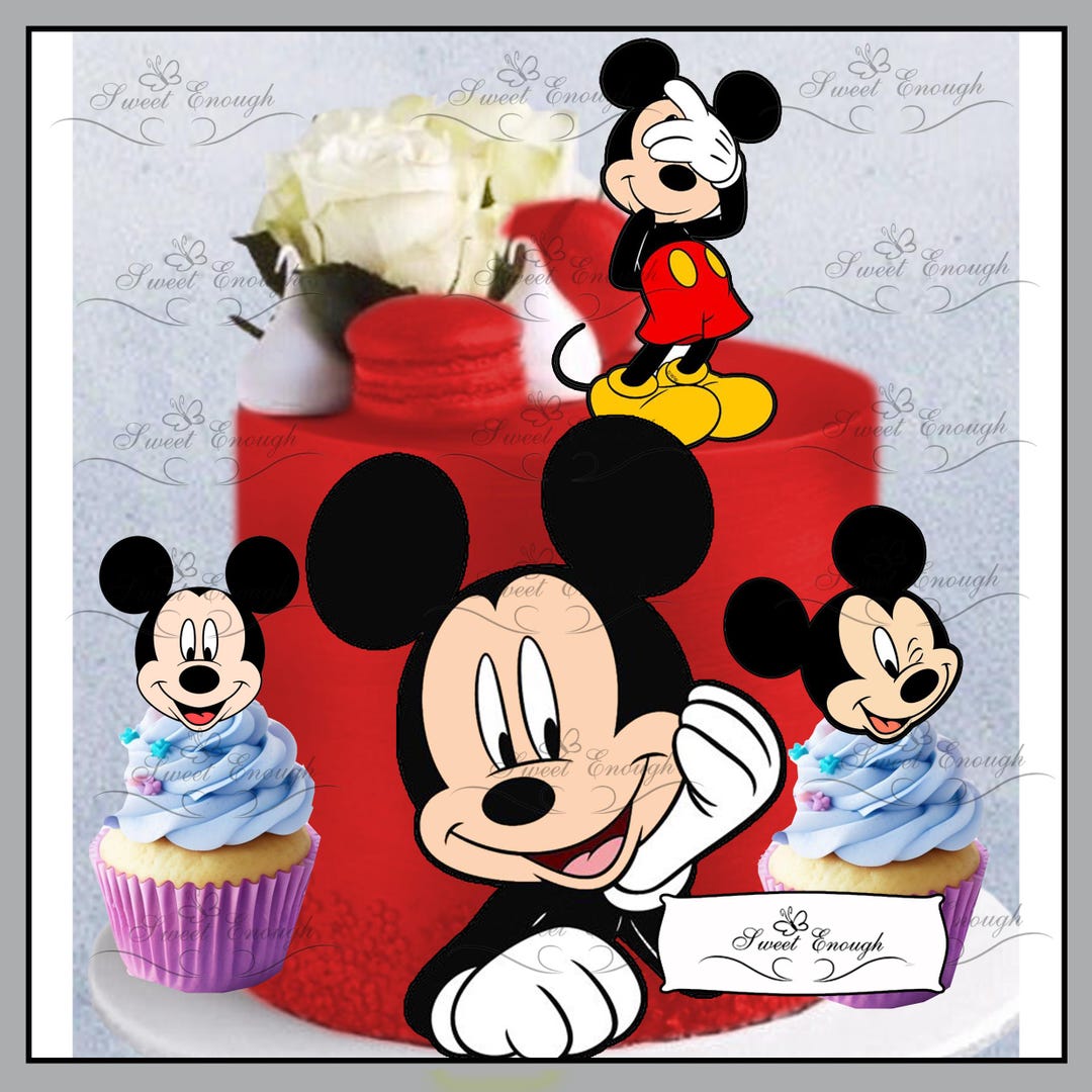 10 X Pcs MICKEY MOUSE Edible CARD Wafer Paper Cake Topper Birthday ...