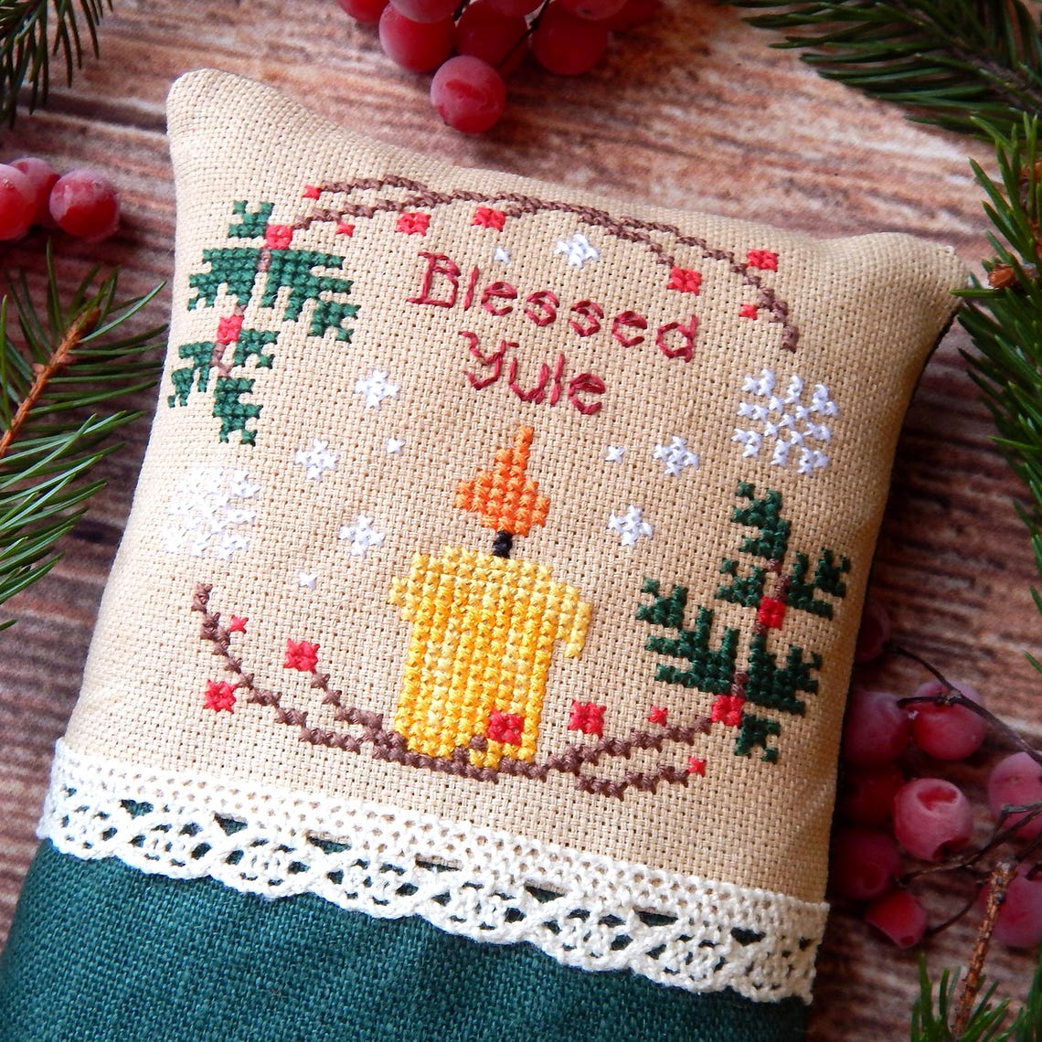 Yule Cross Stitch Pattern Winter Solstice Wiccan Yule Sabbat Decoration ...