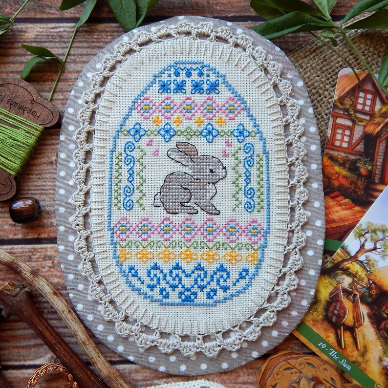 Set of Two Easter Cross Stitch Patterns Bunny and Chicken Easter Eggs ...