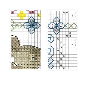 Set of Two Easter Cross Stitch Patterns Bunny and Chicken Easter Eggs ...