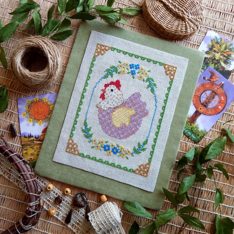 Farmyard Hen Cross Stitch Pattern Cozy Country Chicken Embroidery ...