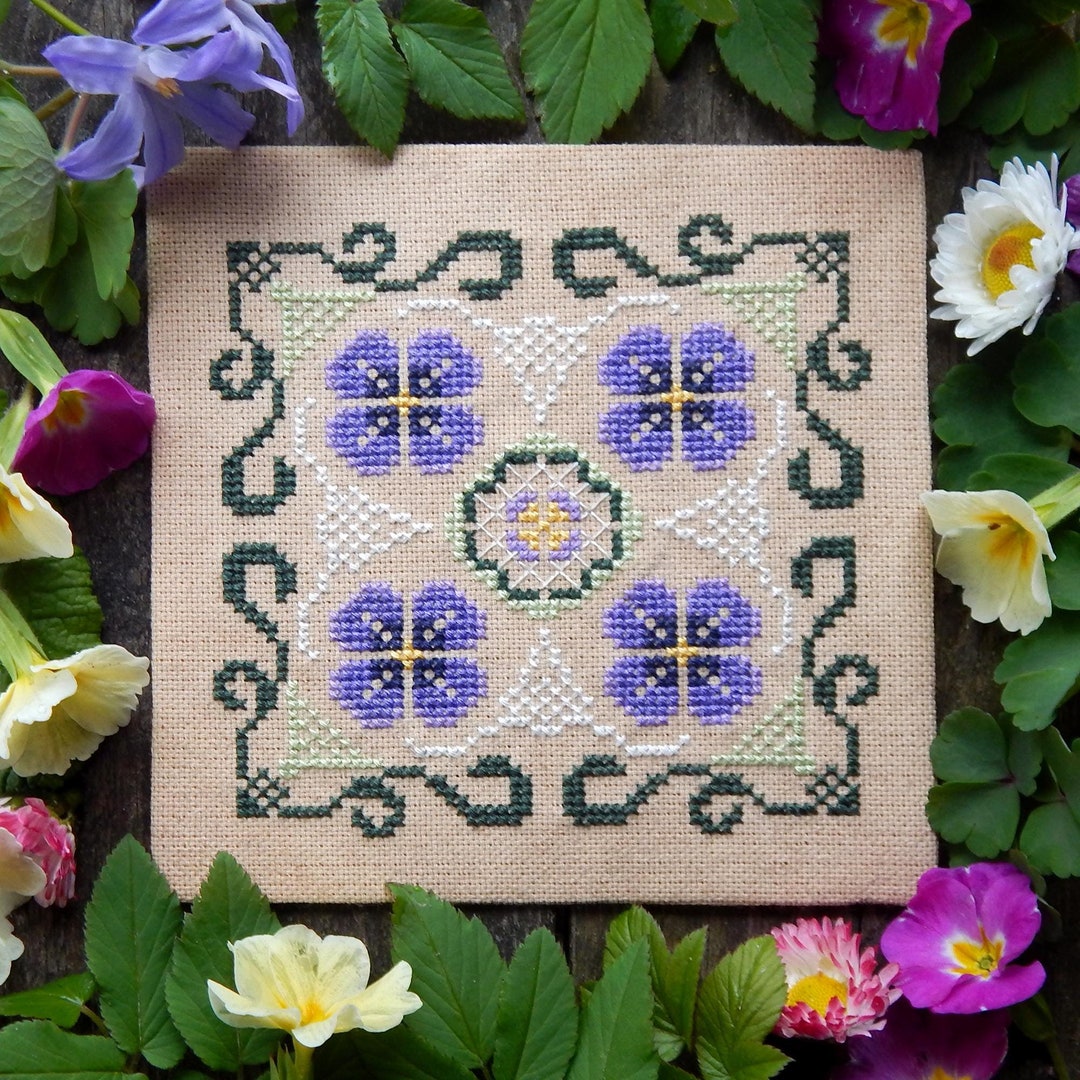 Violets Cross Stitch Pattern: Floral Garden Mini Sampler (PDF Download ...