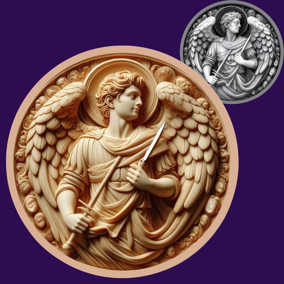 Archangel Michael 3D Laser File: Depth Map for CNC (digital Download ...