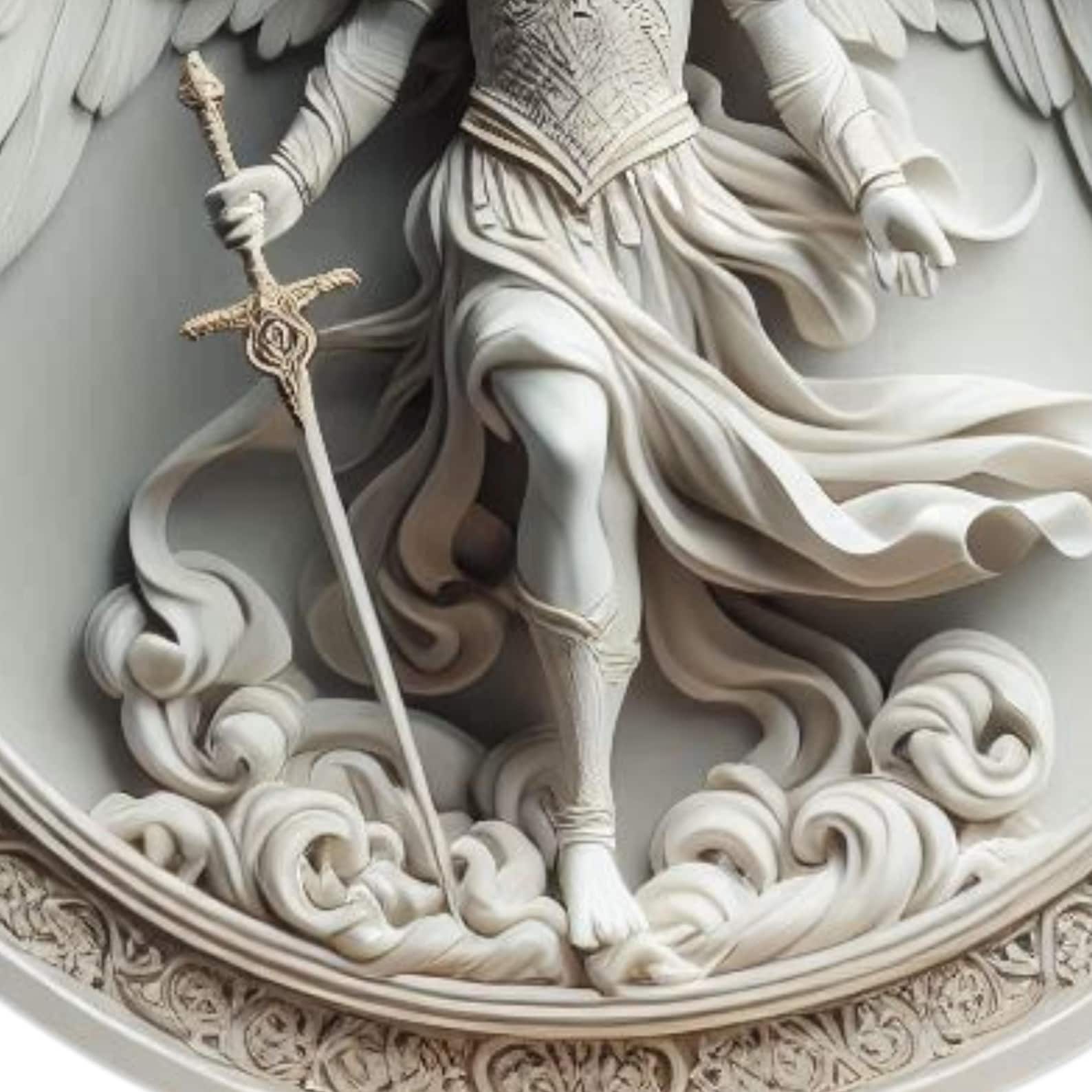 Archangel Michael Coin Depth Map | 3D Laser Engrave | Xtool | Lightburn ...