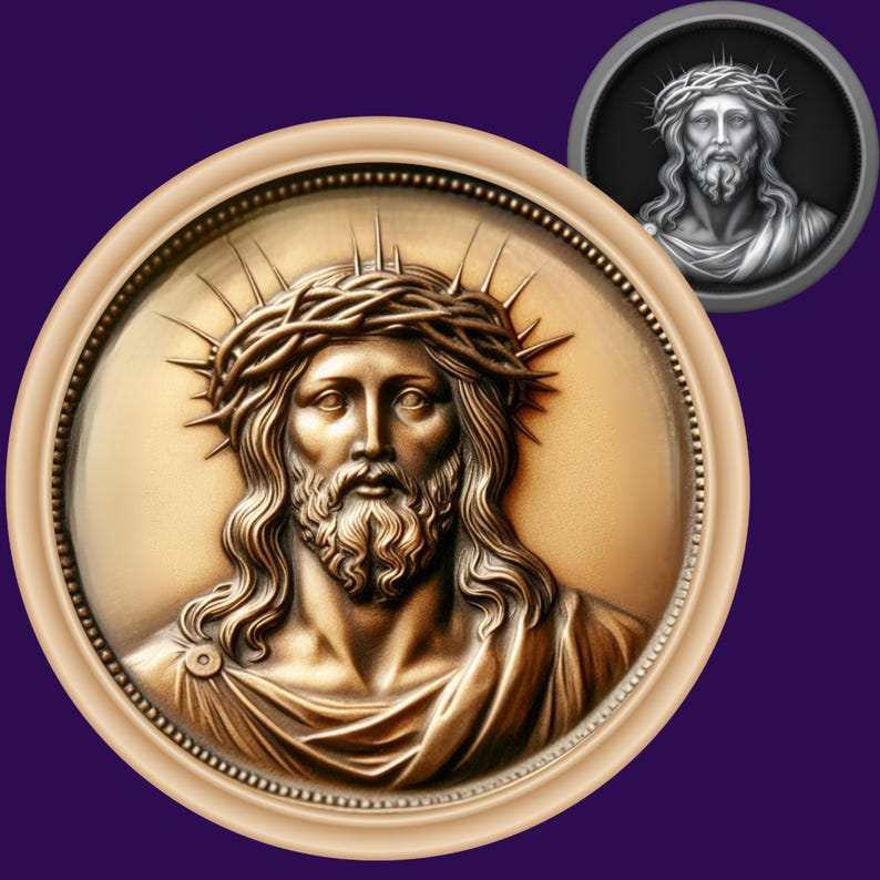 Jesus Christ 3D Laser File | Depth Map | PNG File Brass Coin | High ...