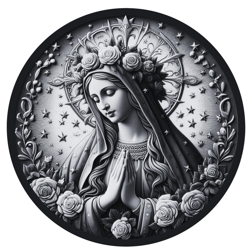 Virgin Mary STL File | Coin Depth, High Relief | Laser Embossing ...