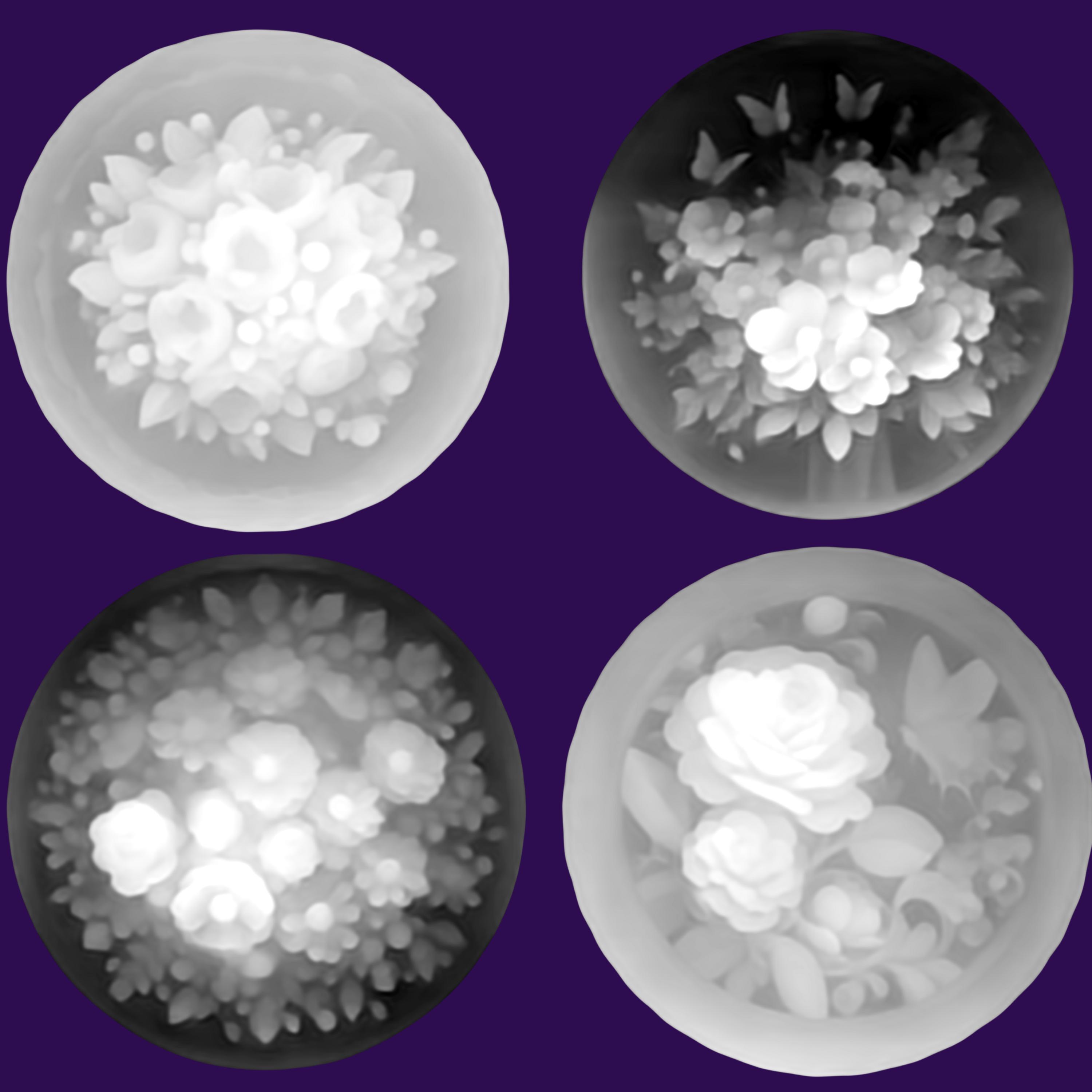 Bundle 4 Flowers 3D Laser Depth Map | PNG File | Depth Engraving ...