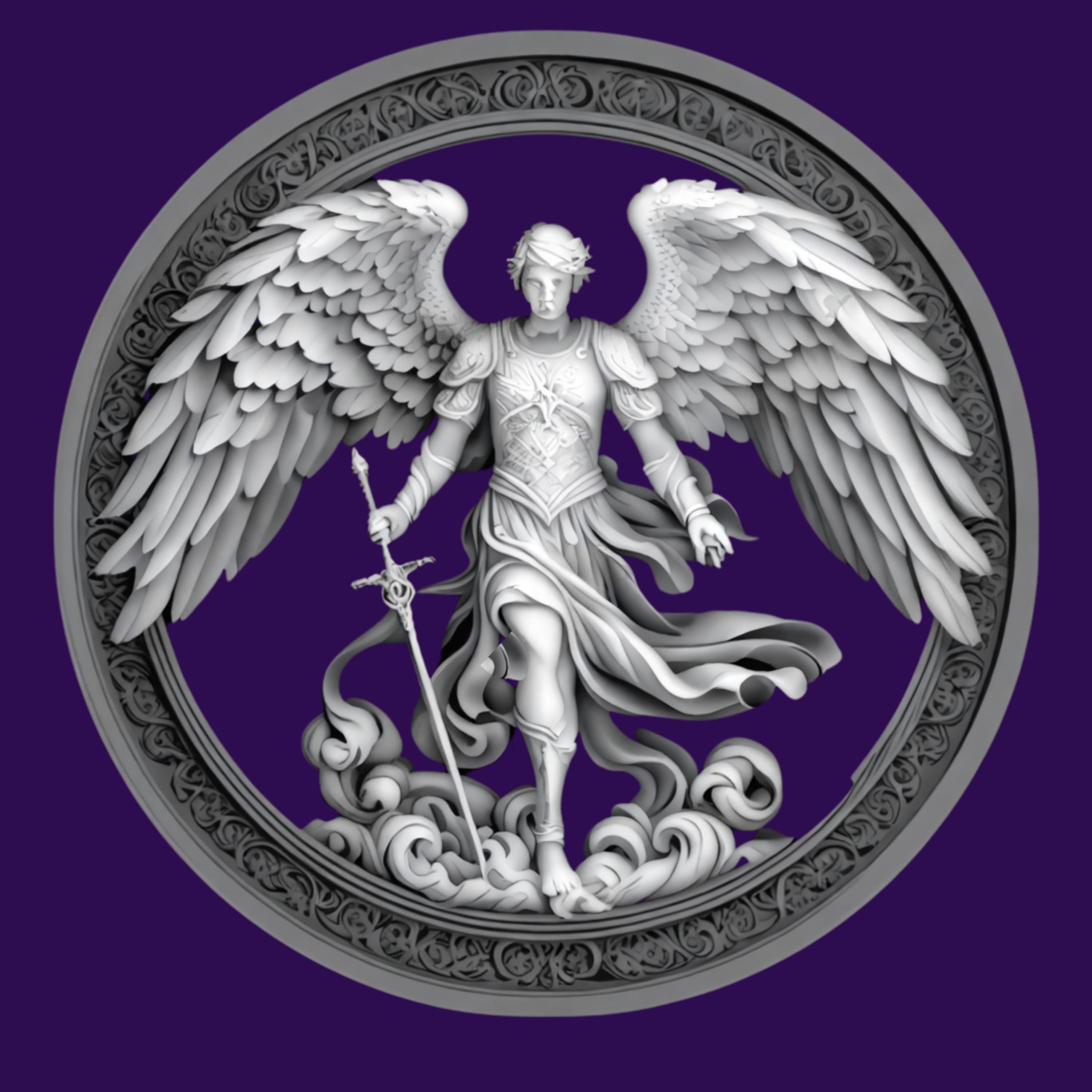 Archangel Michael Coin Depth Map | 3D Laser Engrave | Xtool | Lightburn ...