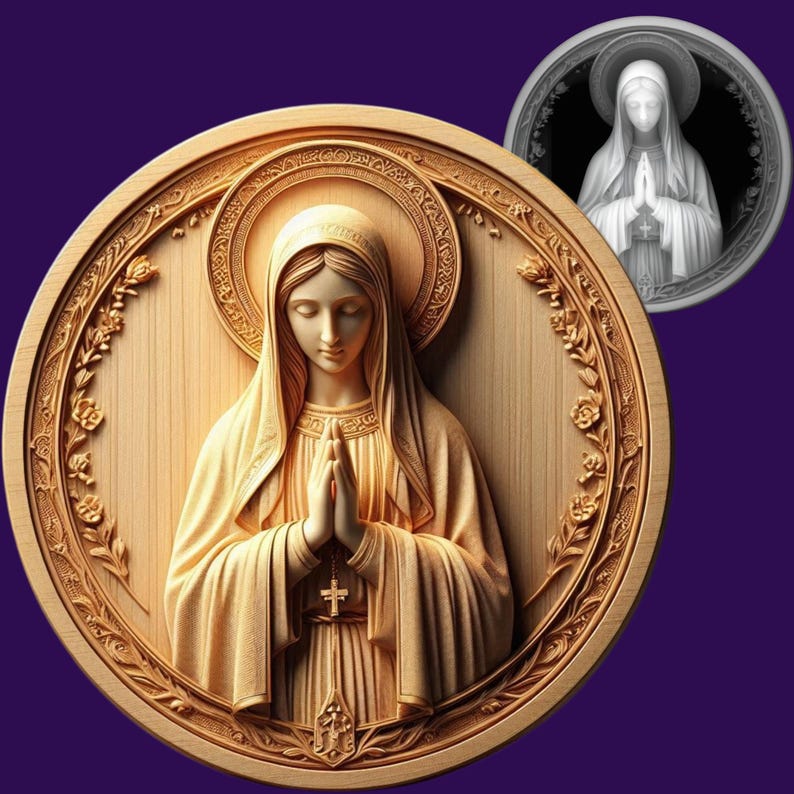 Virgin Mary 3D Relief STL File | Embossing | Depth, Height Map | Resin ...