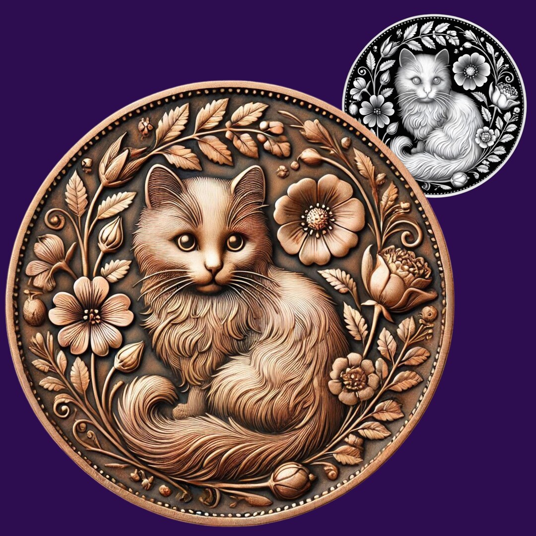 Cat 3D Illusion | Depth Map| Laserburn PNG | Laser Ready Engrave ...