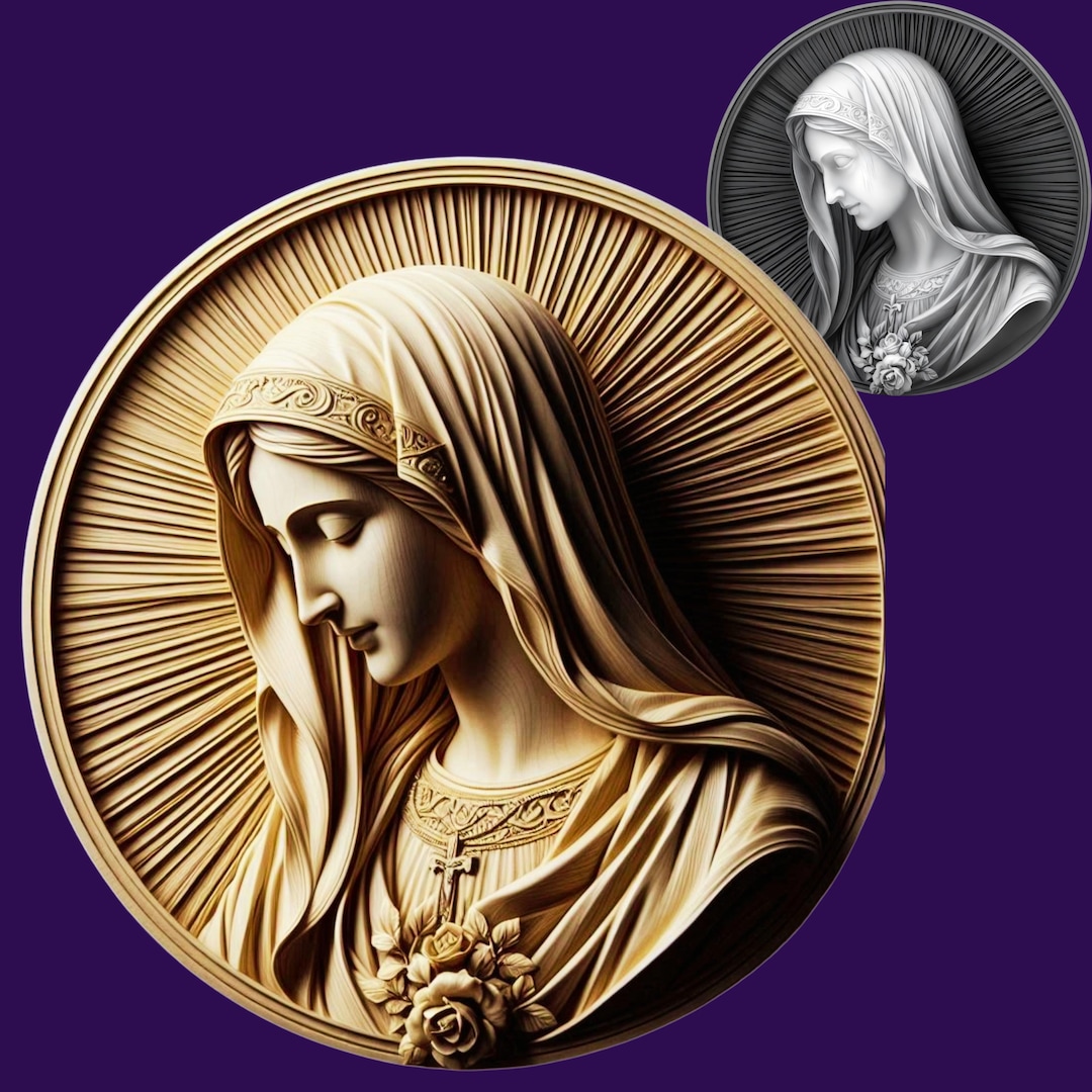 Virgin Mary Coin Depth Map | Height Map|3d Laser Engrave | Xtool ...