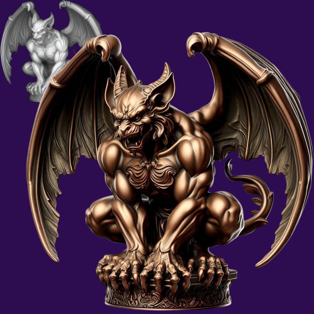 Gargoyle Coin Depth Map | Height Map | 3D Laser Engraving | X Tool ...