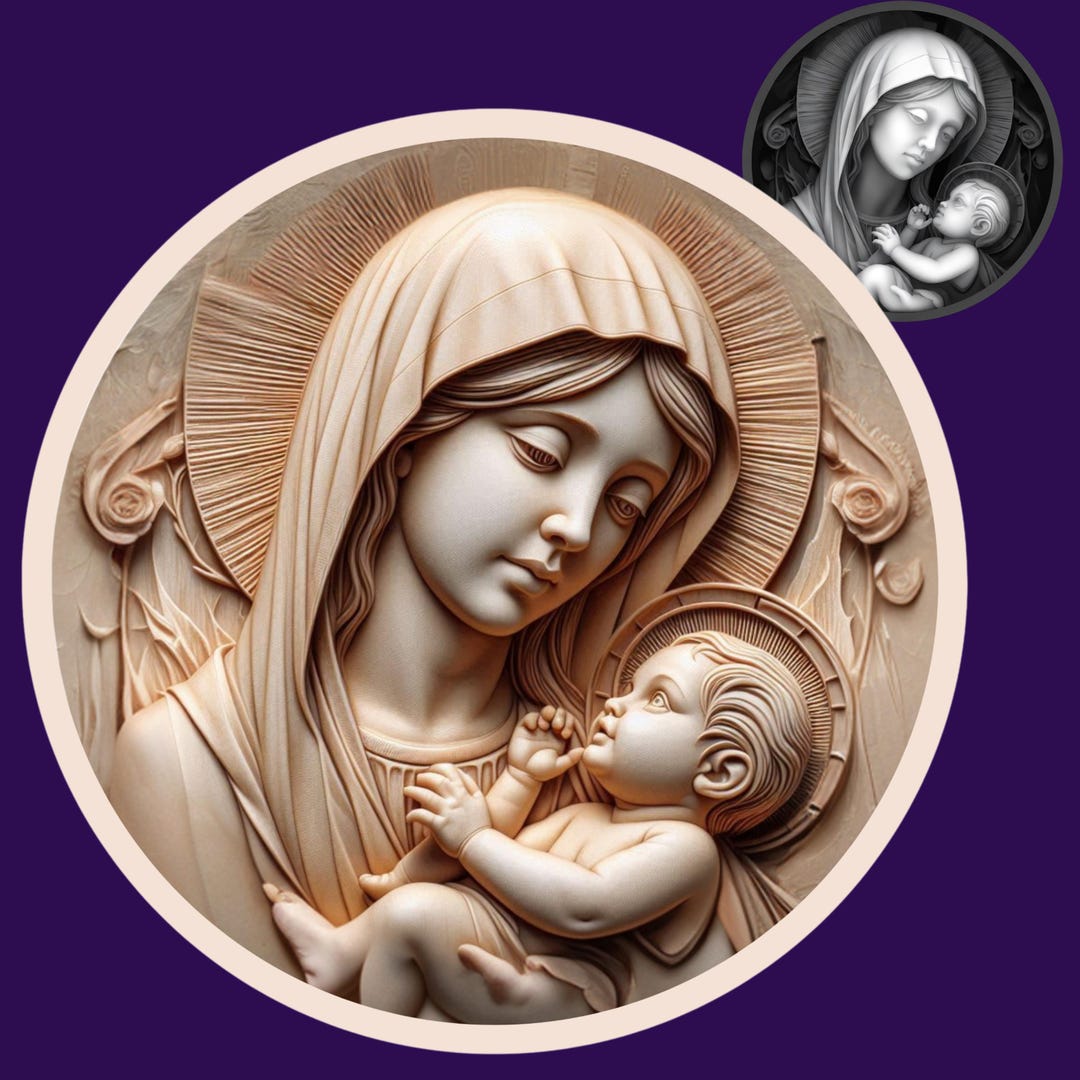 Virgin Mary | Jesus | Stl File | 3D Laser Engrave Depth Map (digital ...