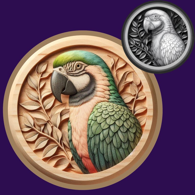Parrot 3D Relief STL File | Embossing | Depth, Height Map | Resin ...