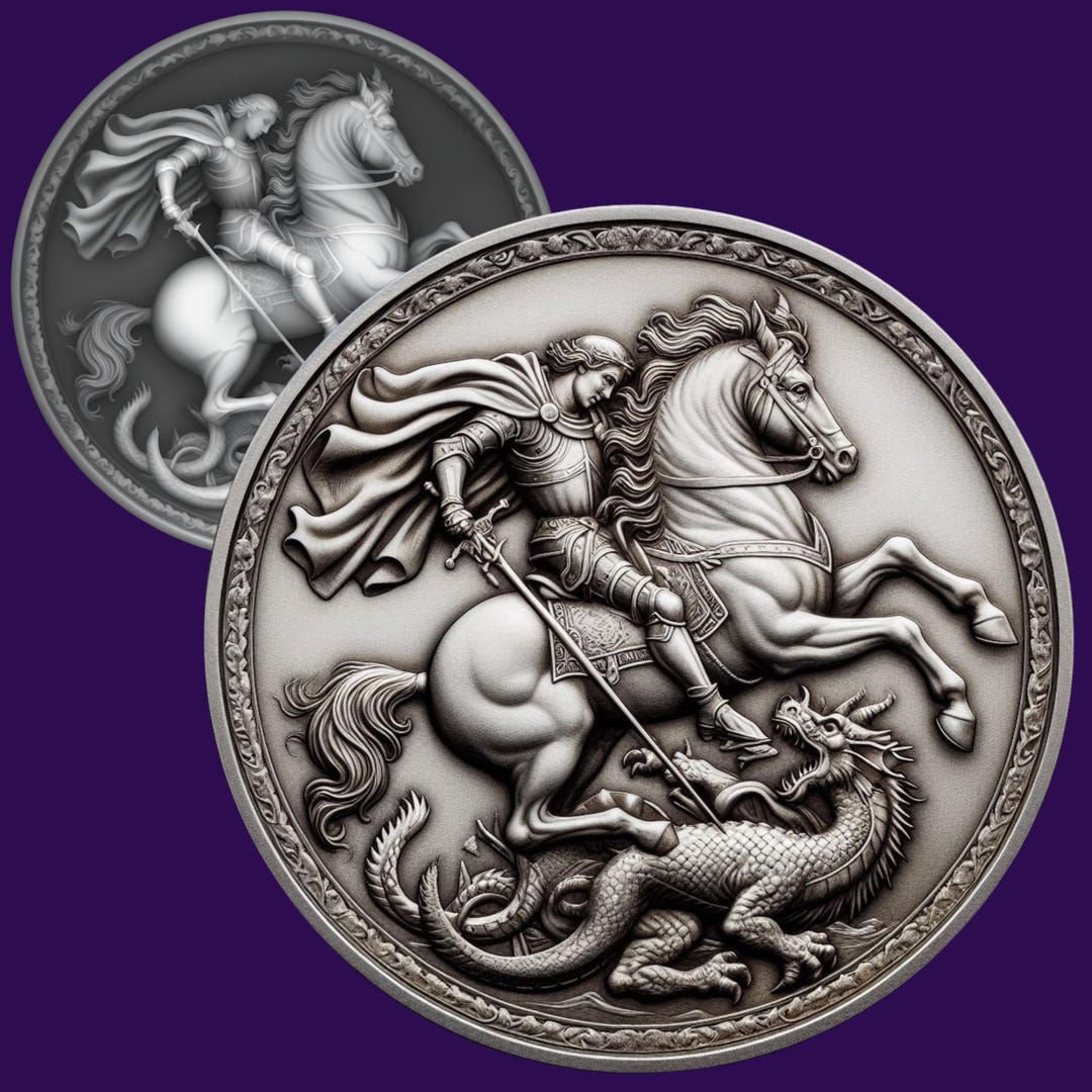 Saint George Coin Depth Map: STL File | 3D Laser Engrave Art (digital ...