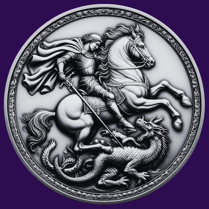 Saint George Coin Depth Map: STL File | 3D Laser Engrave Art (digital ...