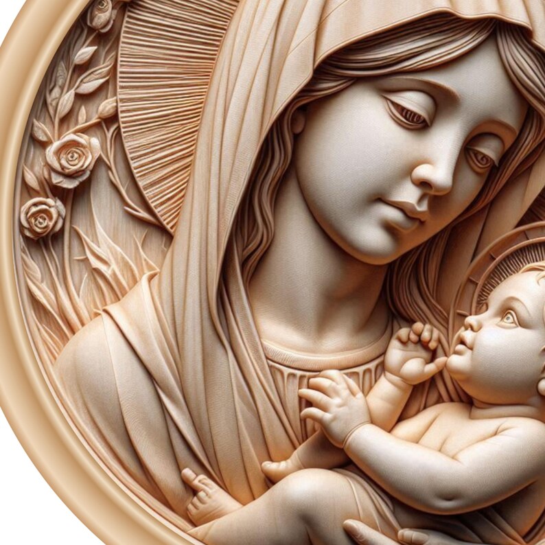 Virgin Mary | Jesus | Stl File | 3D Laser Engrave Depth Map (digital ...