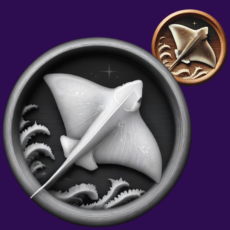 Stingray | 3D Laser File | Depth Map | PNG File | Depth Engraving ...