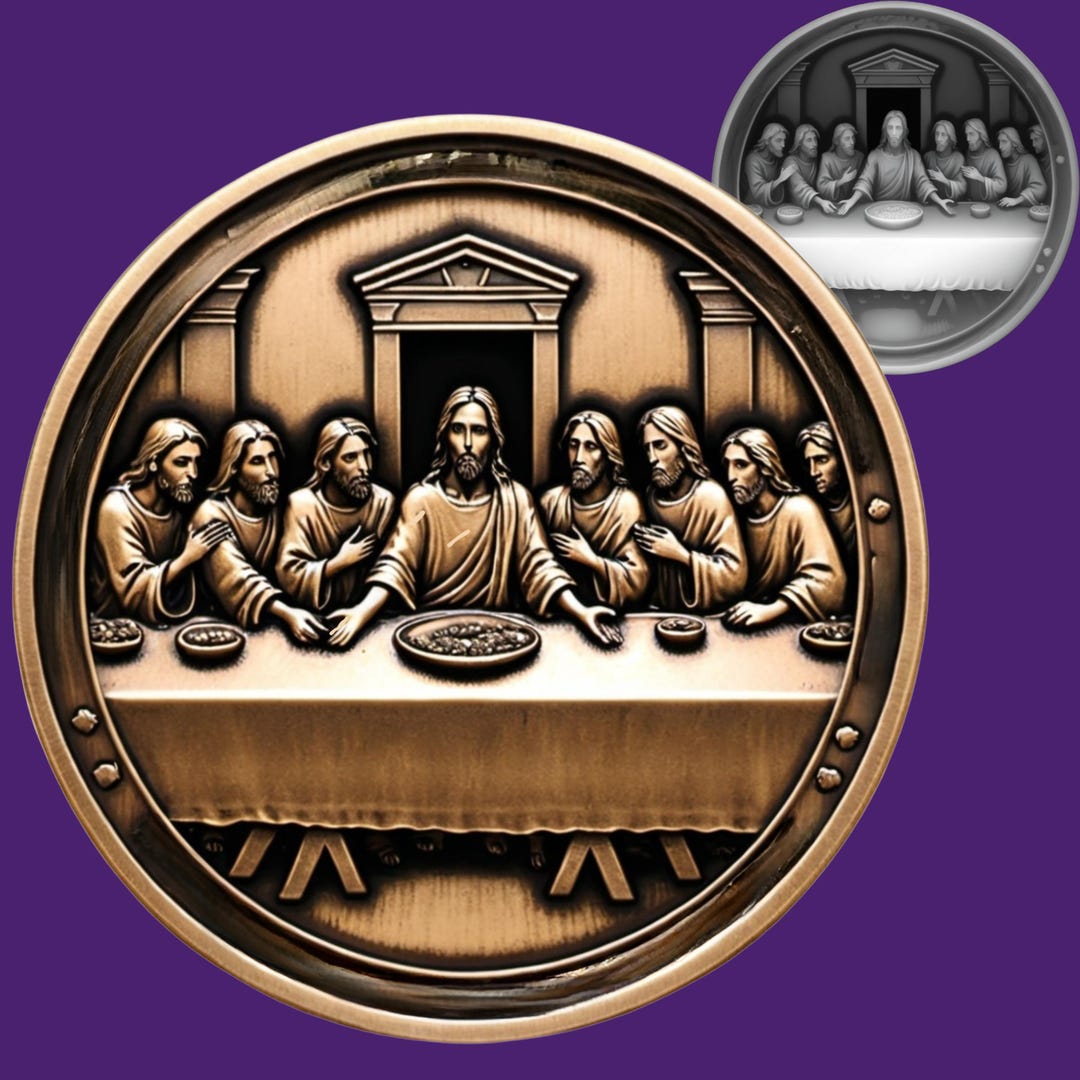 The Last Supper Coin Depth Map | Height Map | 3D Laser Engraving ...