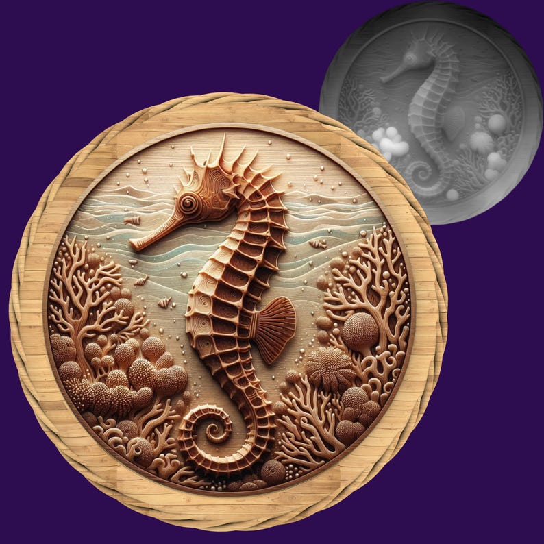 Seahorse Depth Map | Laser File | Height Map| 3D Laser Engrave | Xtool ...