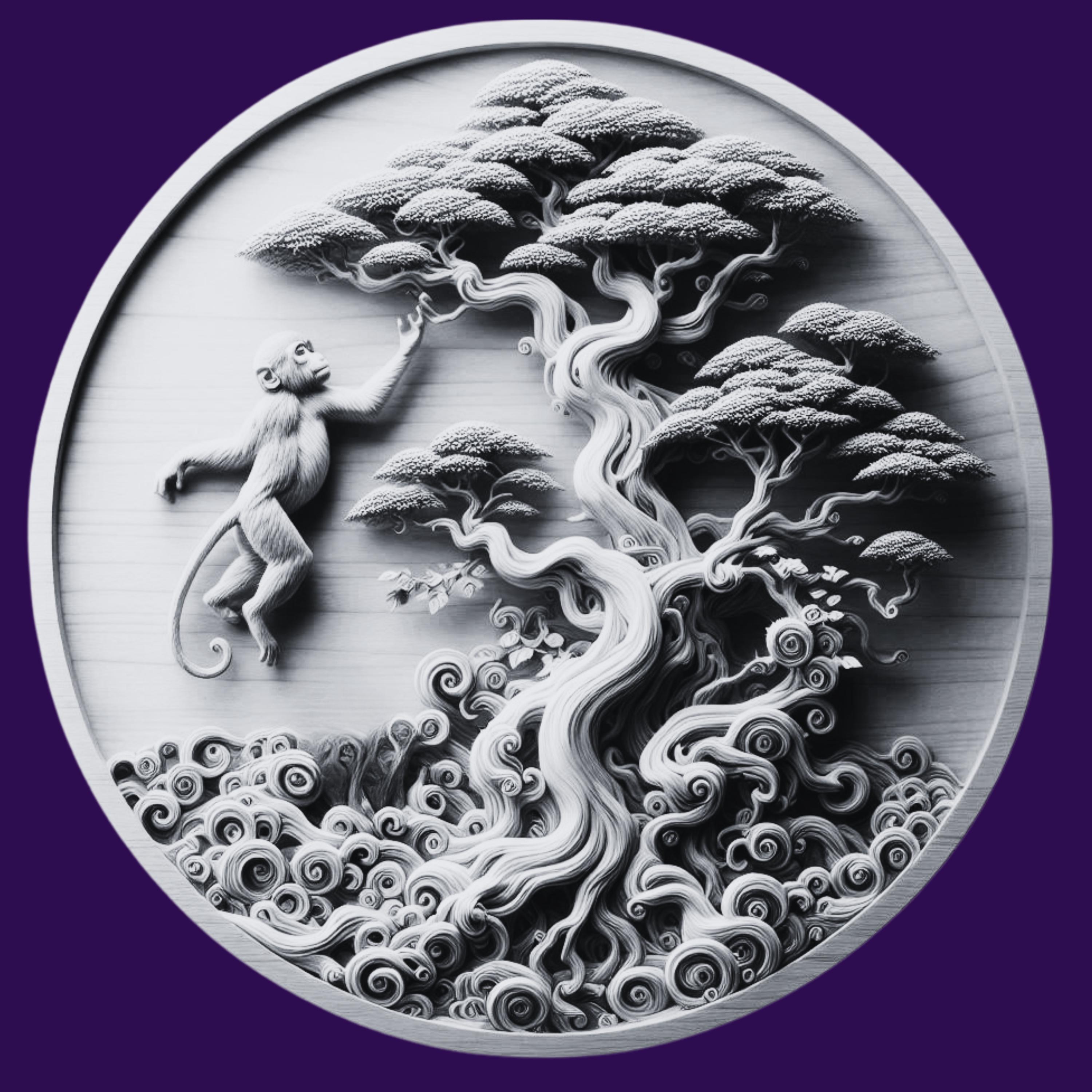 Monkey | Tree 3D Laser Depth Map | PNG File | Depth Engraving | Brass ...