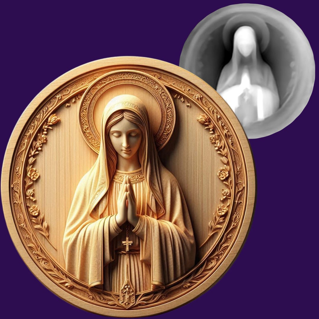 Virgin Mary 3D Illusion Depth Map Laser Ready File Wood Engrave Digital ...