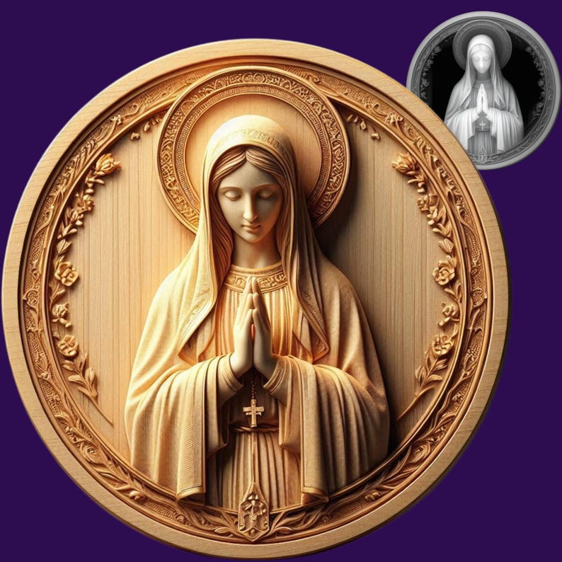 Virgin Mary 3D Relief STL File | Embossing | Depth, Height Map | Resin ...