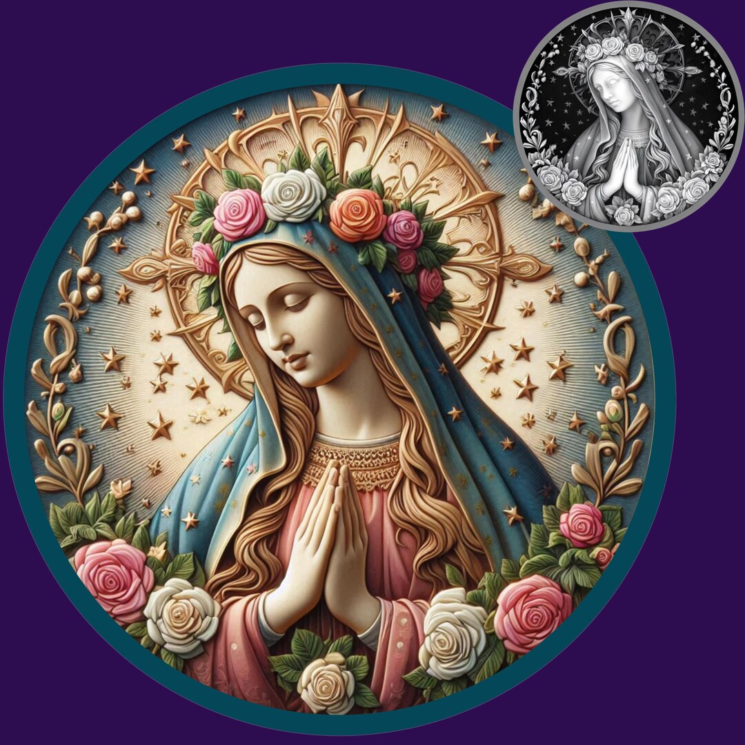 Virgin Mary STL File | Coin Depth, High Relief | Laser Embossing ...