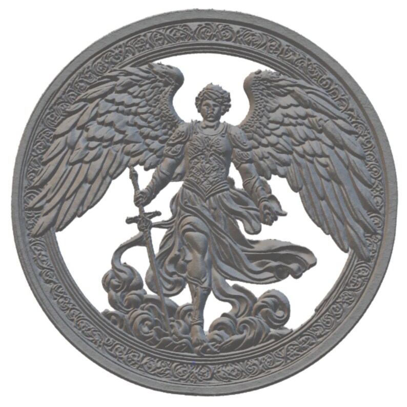 Archangel Michael | Stl File | Coin 3D Laser Engrave Depth Map (digital ...