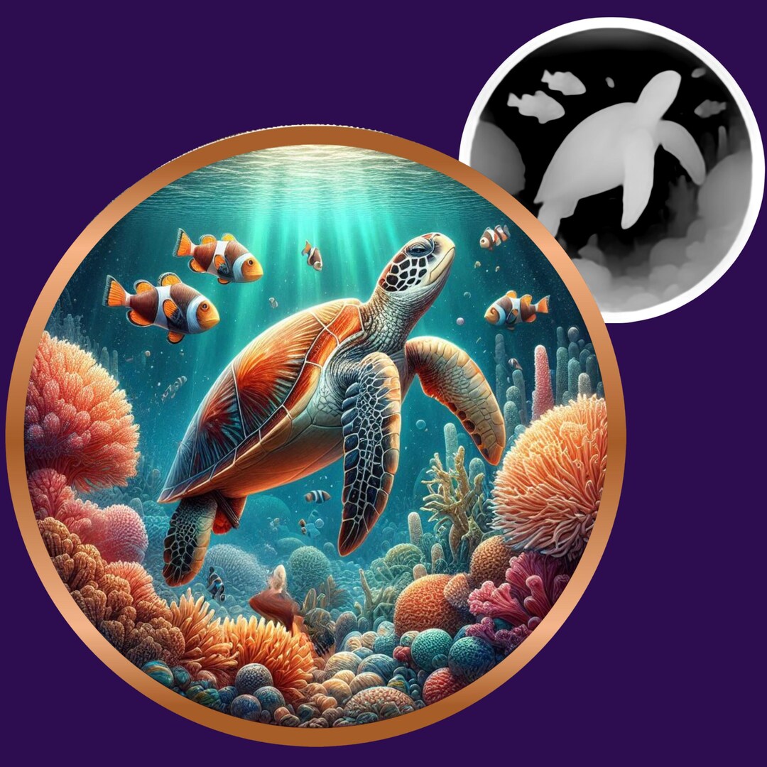 Turtle Coin Depth Map Laser File Height Map 3D Laser Engrave Xtool ...