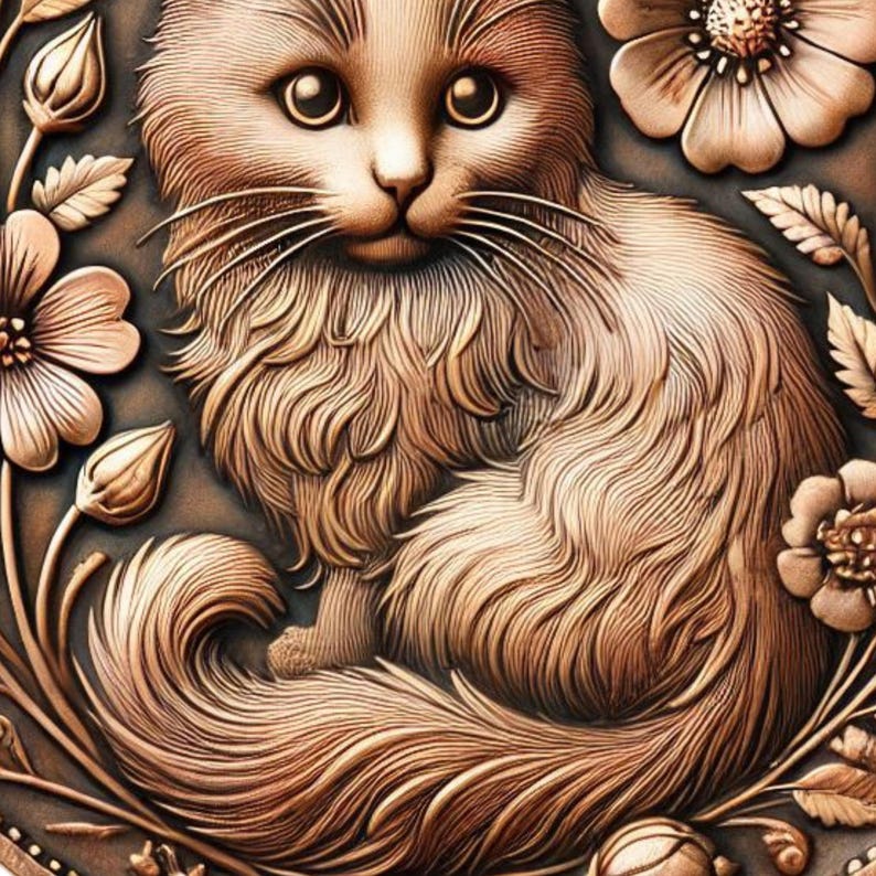 Cat 3D Illusion Depth Map Laser Burn PNG Laser Ready Engrave Digital ...