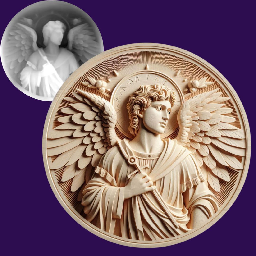 Archangel Michael 3D Laser Depth Map PNG File Depth Engraving Brass ...