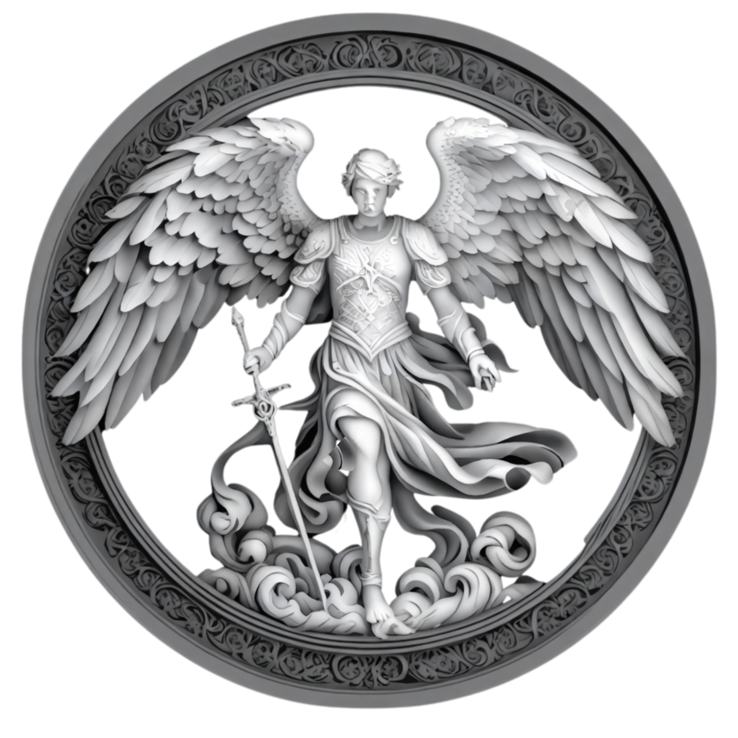 Archangel Michael Coin Depth Map | 3D Laser Engrave | Xtool | Lightburn ...