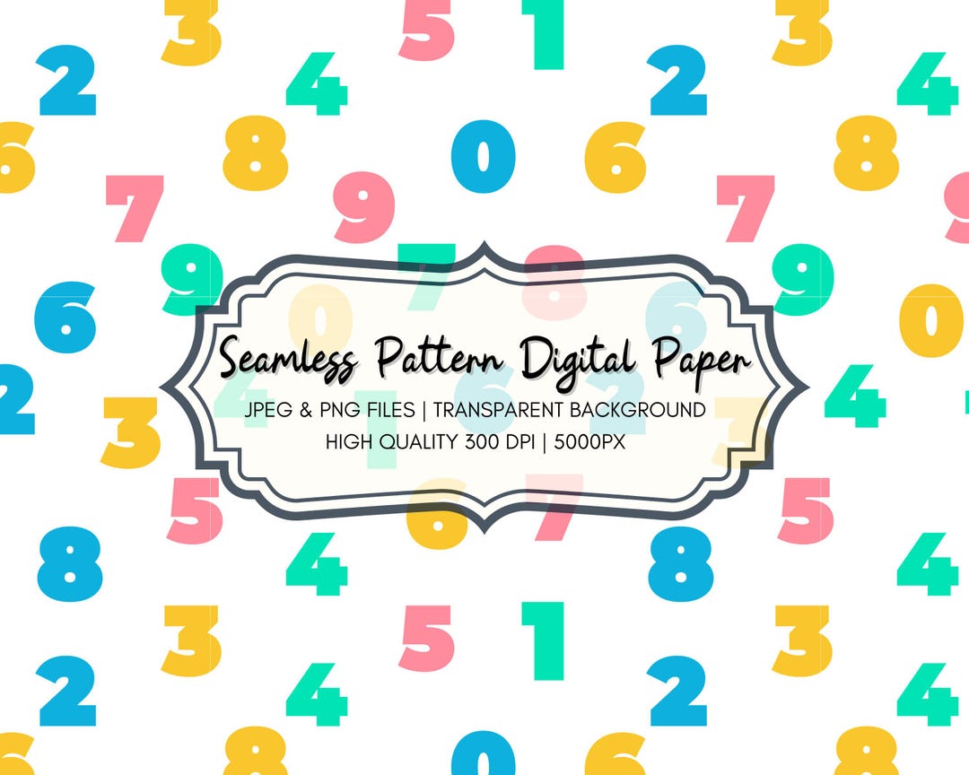 Number Seamless Pattern - Fabric for Kids - Digital Paper ...