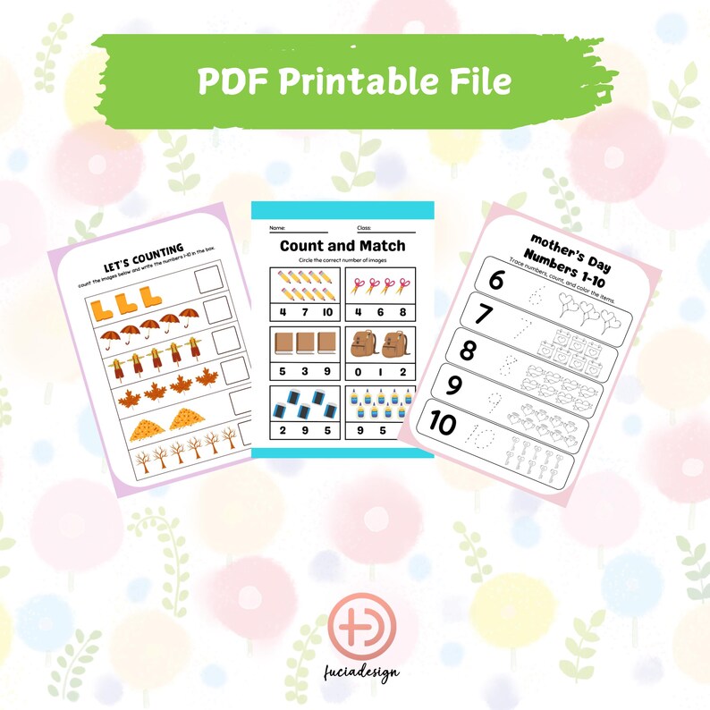 50 Kindergarten Number Worksheets Learn to Write and Count 1-10 8x11 ...