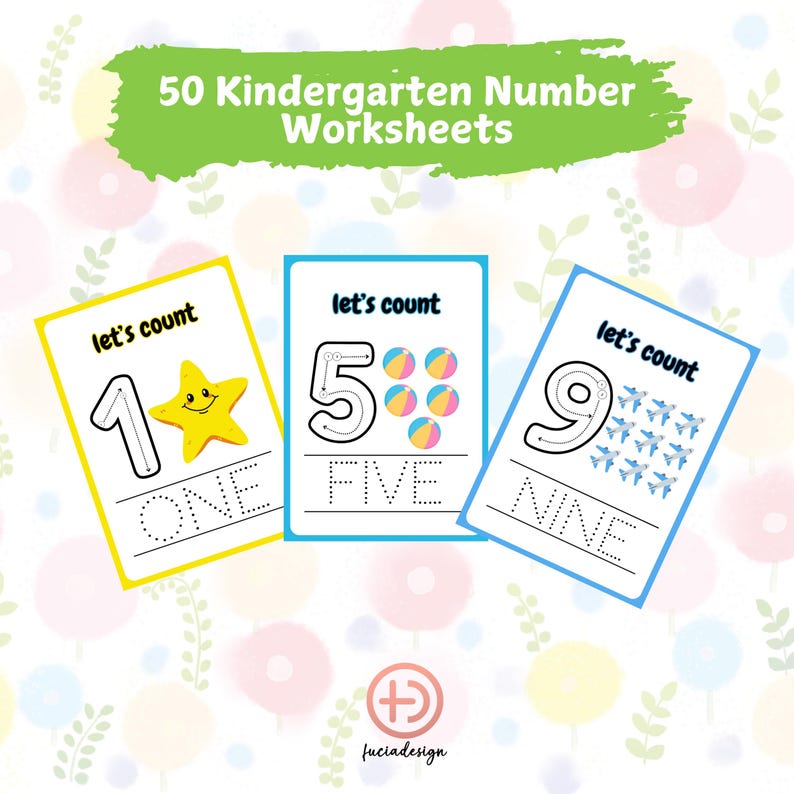50 Kindergarten Number Worksheets Learn to Write and Count 1-10 8x11 ...