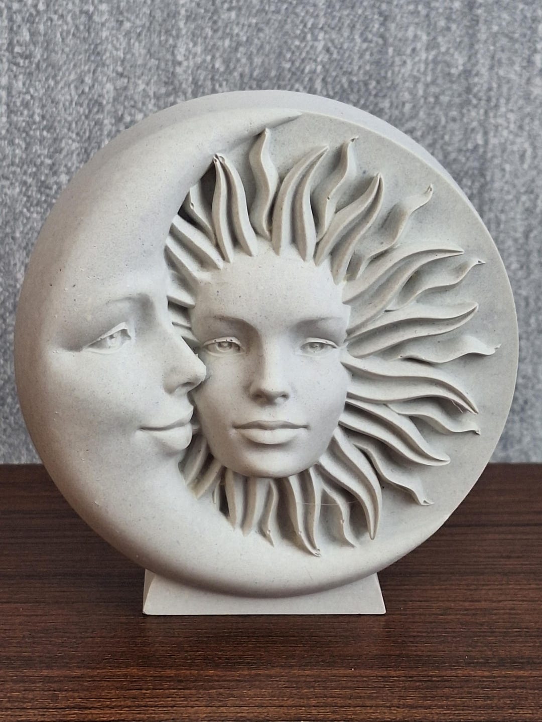 Sun and Moon Face Sculptures in Concrete Unique Handmade Decor Modern ...