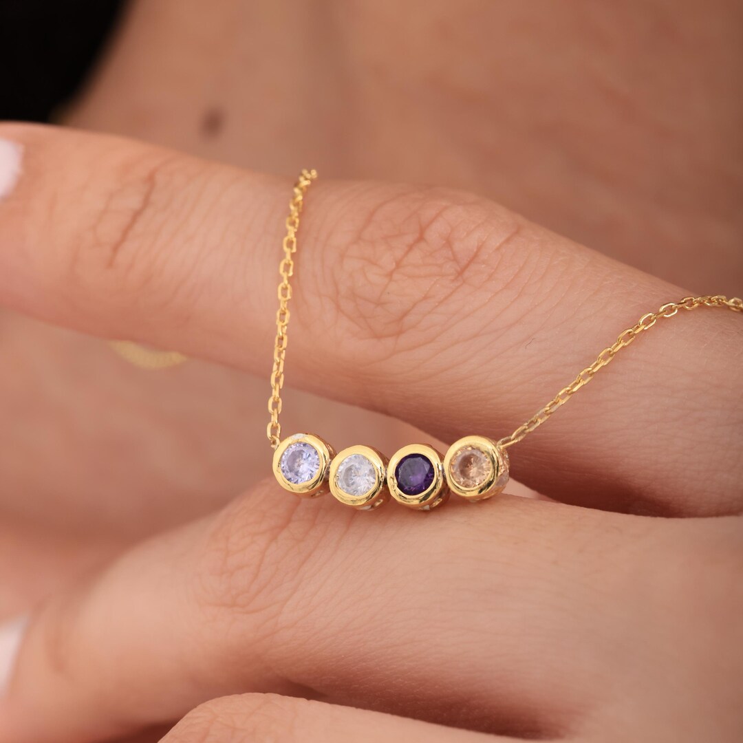 Custom Family Birthstone Necklace Birthstone Charm Necklace for Grandma ...