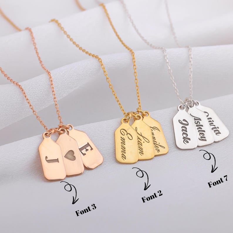 Delicate Family Bar Necklace Multiple Name Bar Necklace Date Engraved ...
