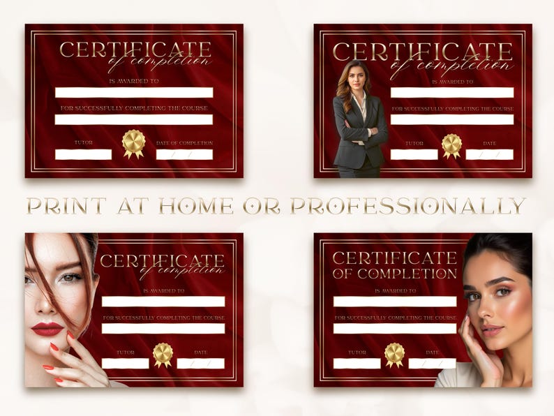 Luxury Certificate of Completion Template | Gold & Burgundy Design ...