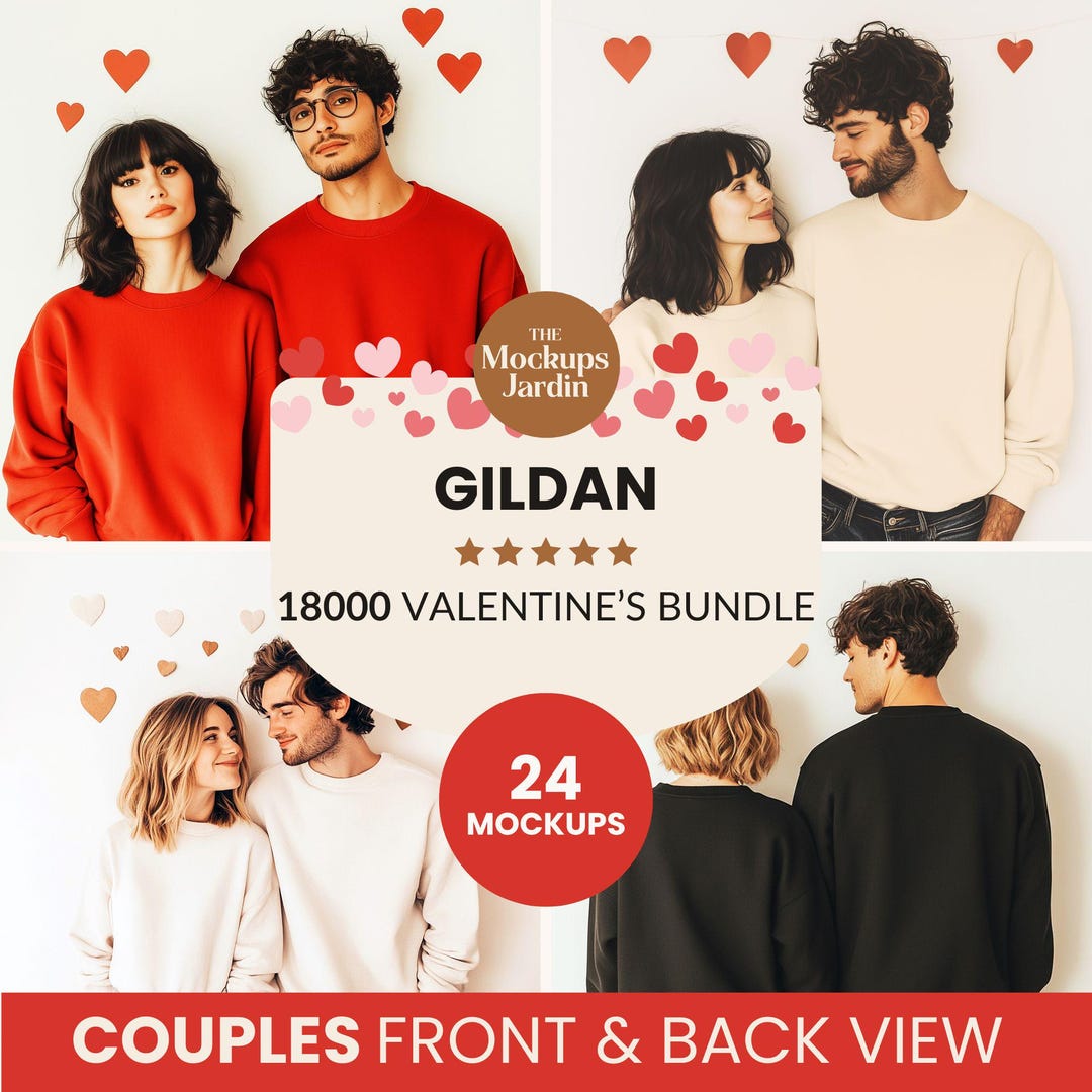 Gildan 18000 Sweatshirt Mockup Bundle | Valentine's Day Collection ...