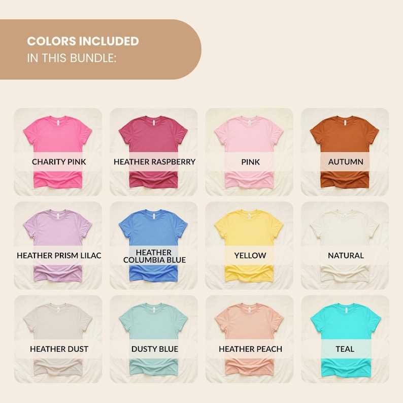 Bella Canvas 3001 T-shirt Mockup Bundle | 55 Flat Lay Colors (JPG + PSD ...