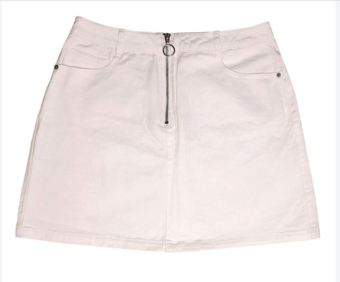 Terranova Front Zip White Jeans Mini Skirt Size M Brand New - Etsy