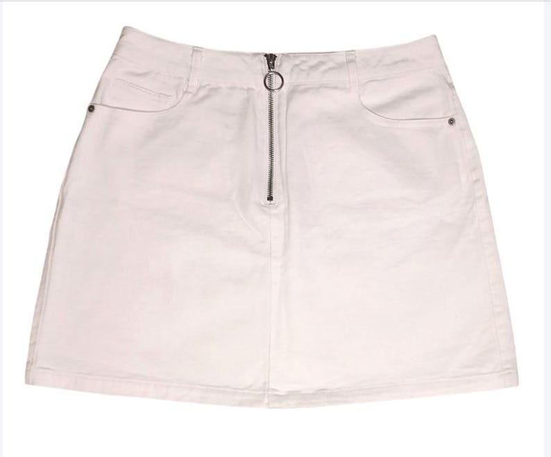 Terranova Front Zip White Jeans Mini Skirt Size M Brand New - Etsy