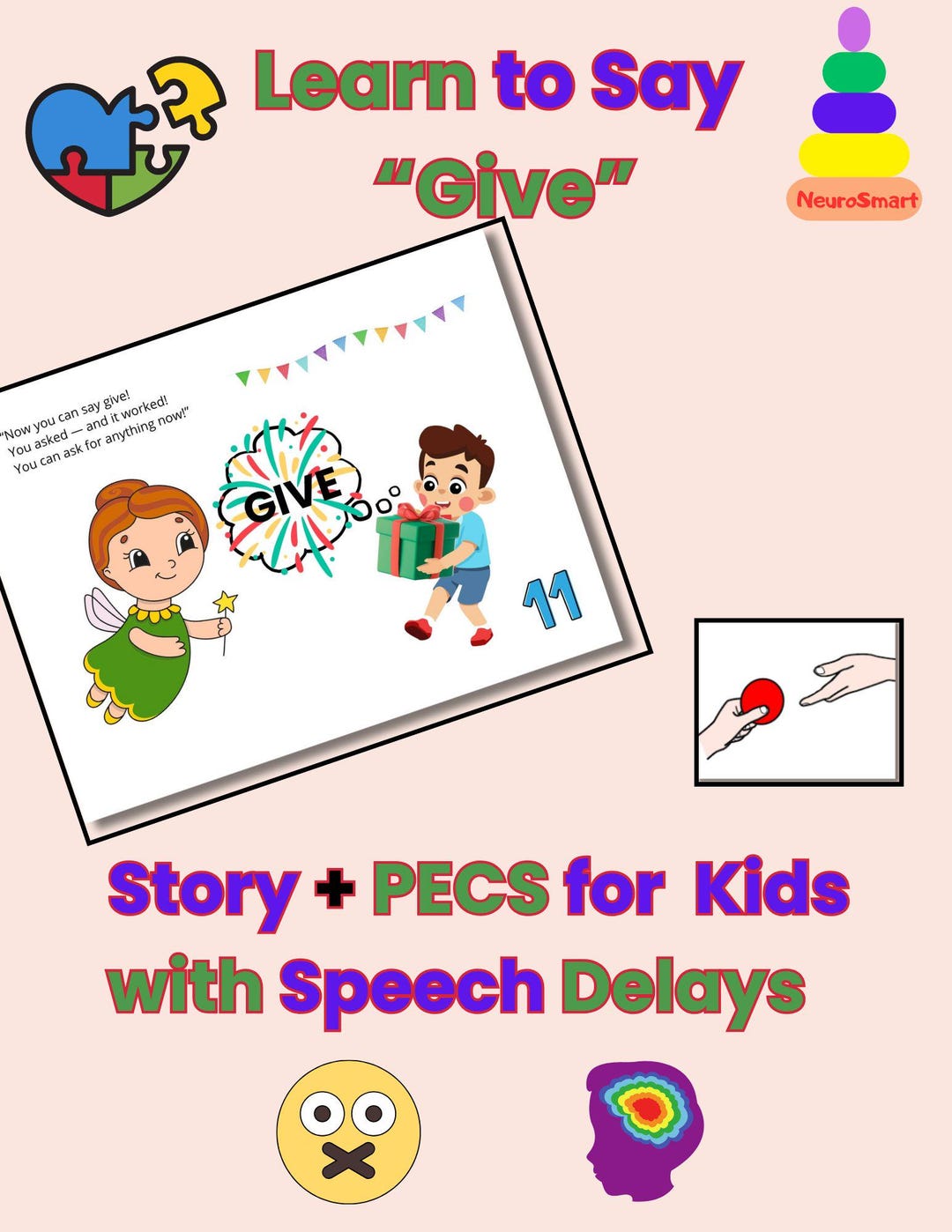 Learn to Say Give | PECS Flashcards + Speech Story for Nonverbal Kids ...