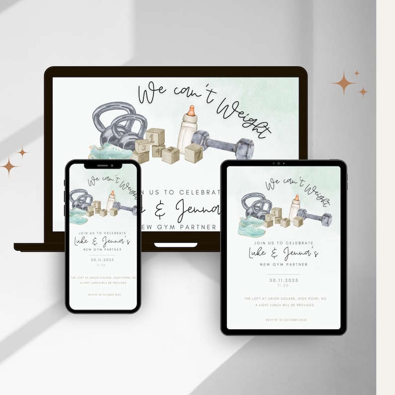 Blue Gym Babyshower Invite - Etsy