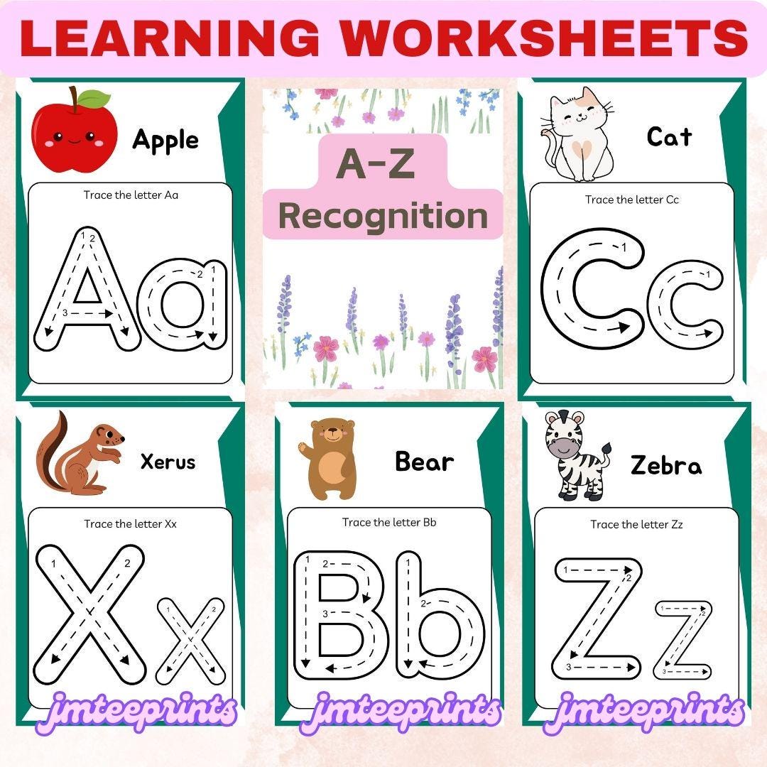A-Z Recognition Printable | Color and Trace | Alphabet Matching, Number ...