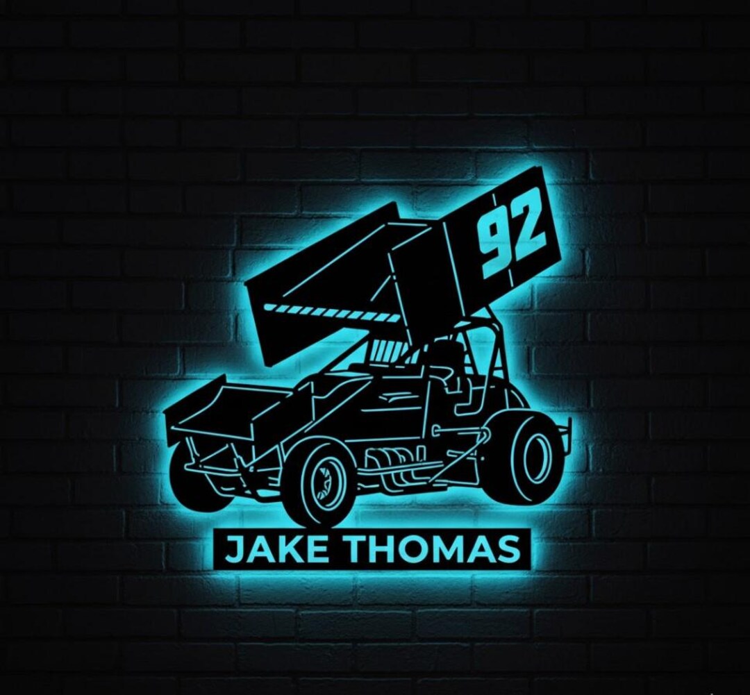 Sprint Car Metal LED Wall Art, Custom Racing Sign, Personalized Race ...