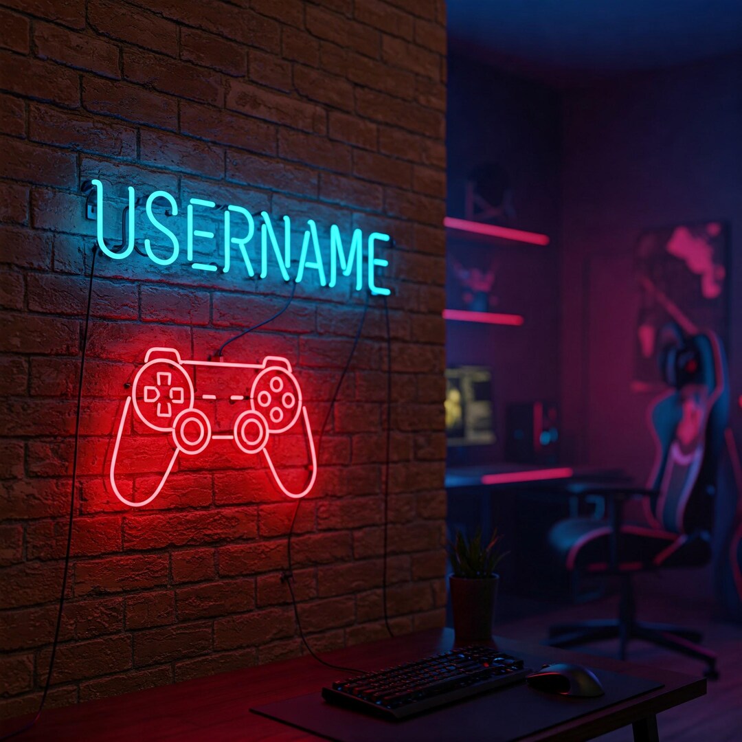 Custom Gamer Neon Sign, Personalized Gaming Neon Sign, LED Gamepad Neon ...